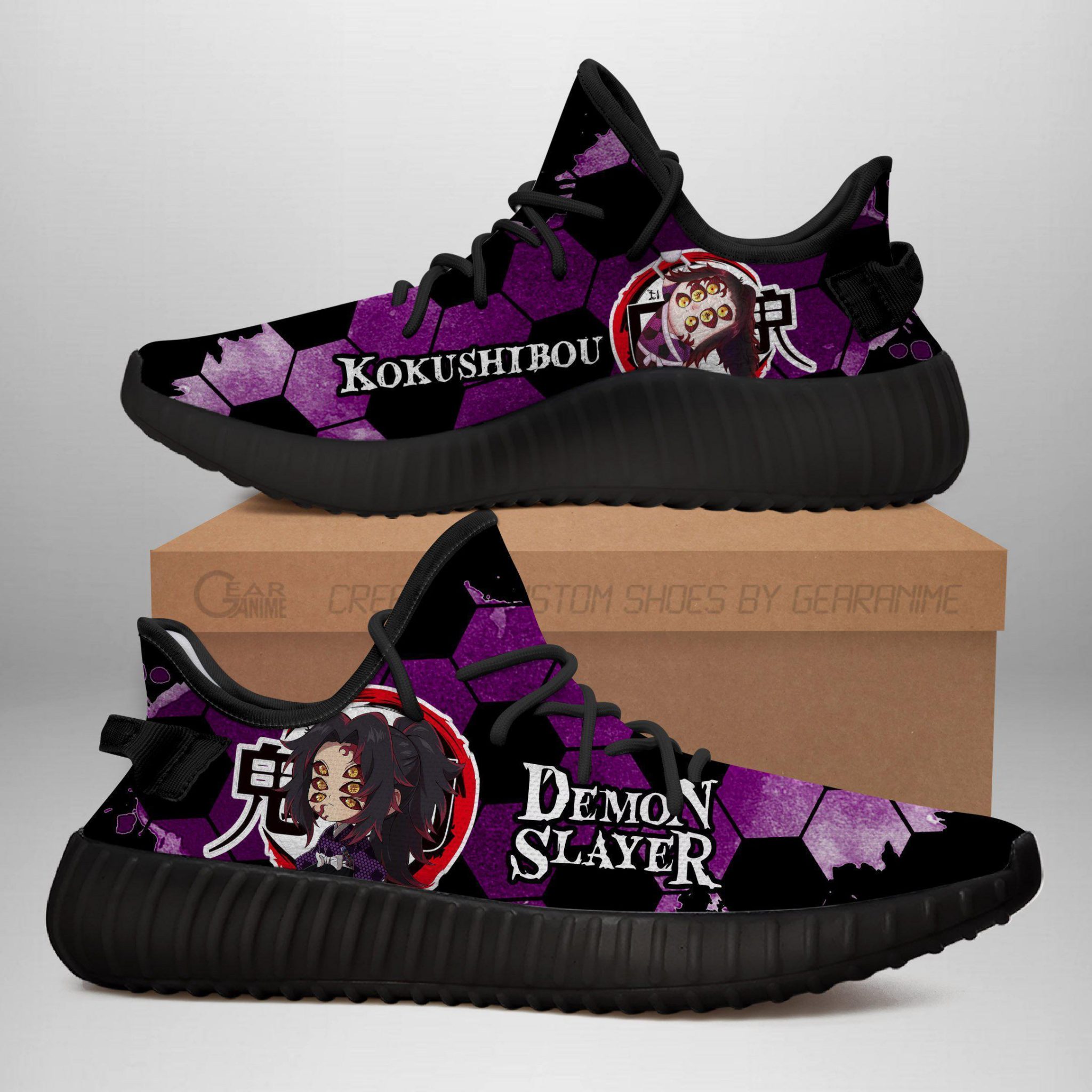 Kokushibou Yeezy Shoes Demon Slayer Anime Sneakers Fan Gift TT04 ...