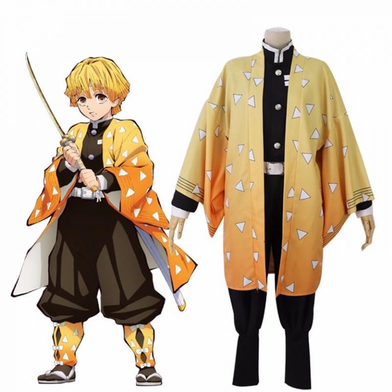 Zenitsu Agatsuma Kimono Suit Uniform Cosplay Costume - Demon Slayer Stuff