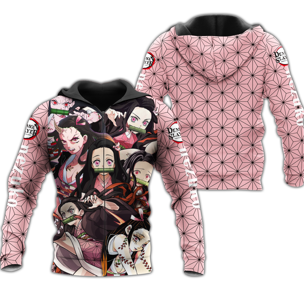 Demon Slayer Nezuko Zip Up Hoodie - Demon Slayer Stuff