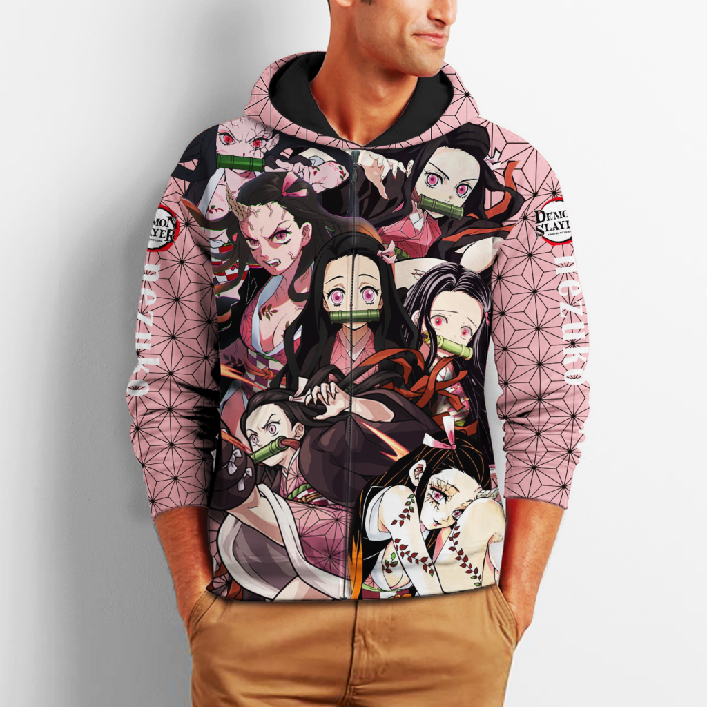 Demon Slayer Nezuko Zip Up Hoodie - Demon Slayer Stuff