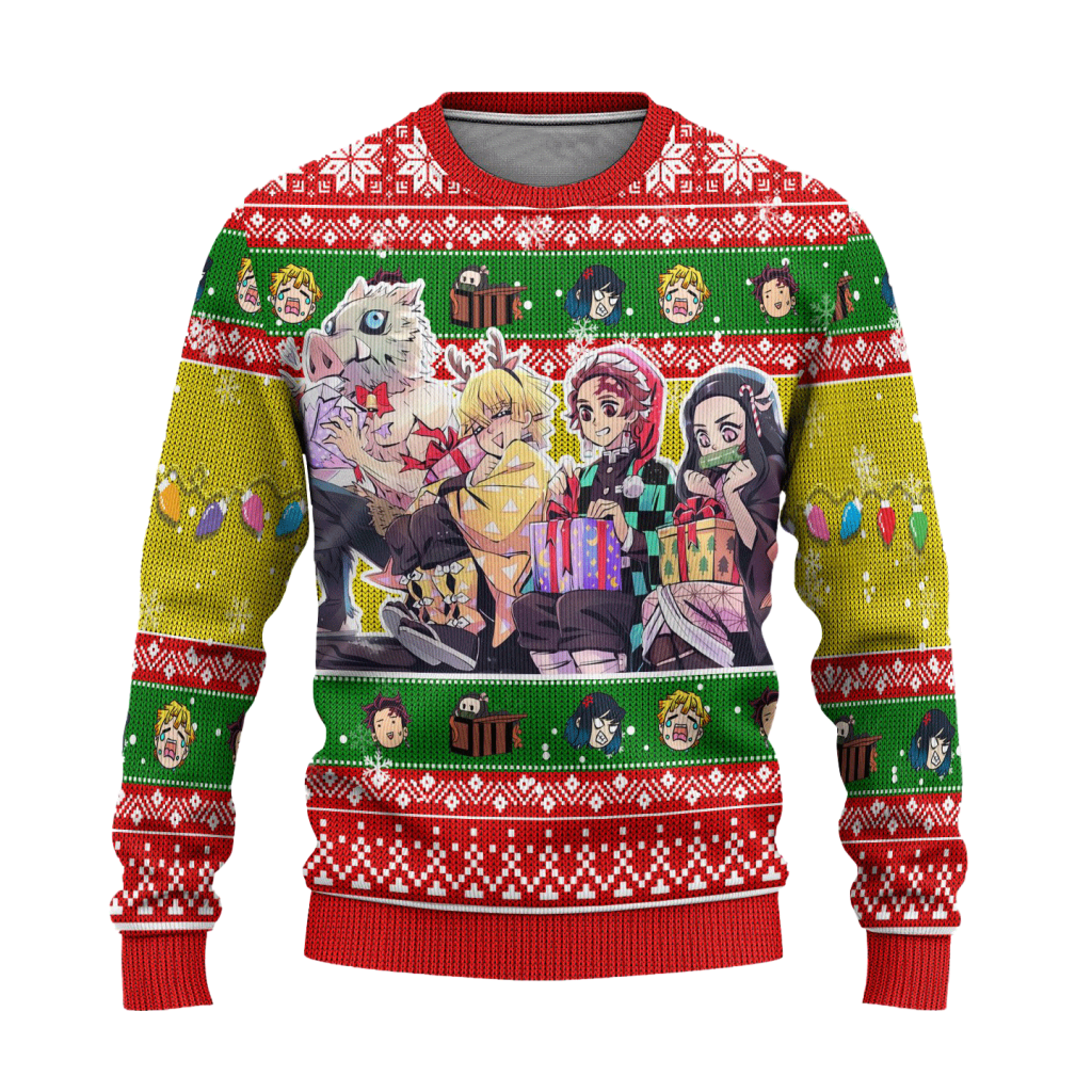 Demon Slayer Anime Chibi Premium Ugly Christmas Sweater Demon Slayer Stuff