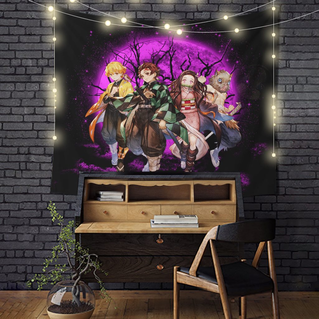 Demon Slayer Team Pink Moonlight Tapestry - Demon Slayer Stuff