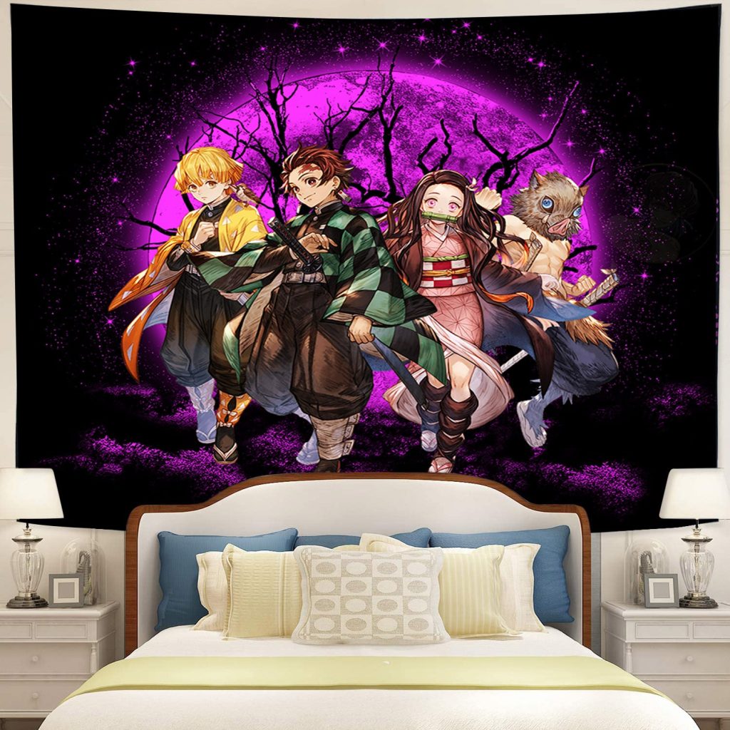 Demon Slayer Team Pink Moonlight Tapestry - Demon Slayer Stuff